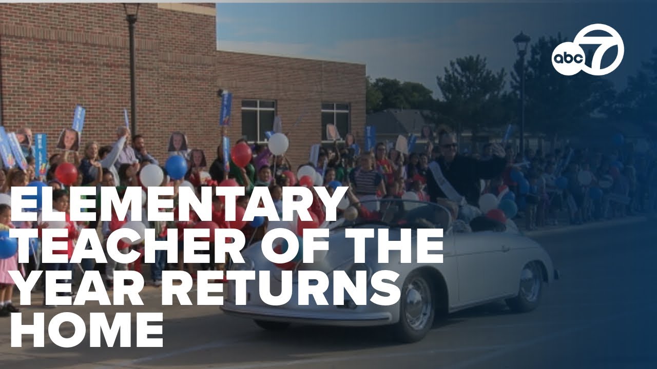 Texas style welcome home for Texas Elementary Teacher of the Year - YouTube