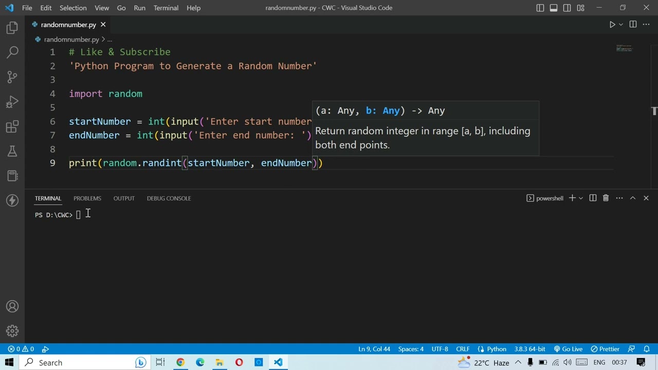 Random Number Generator In Python YouTube Random Number Generator In Python YouTube