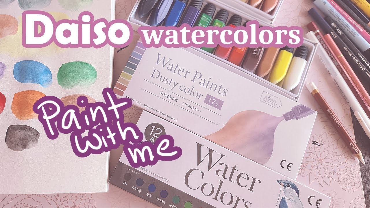 Trying cheap Daiso Watercolors + painting with Real Watercolors - YouTube