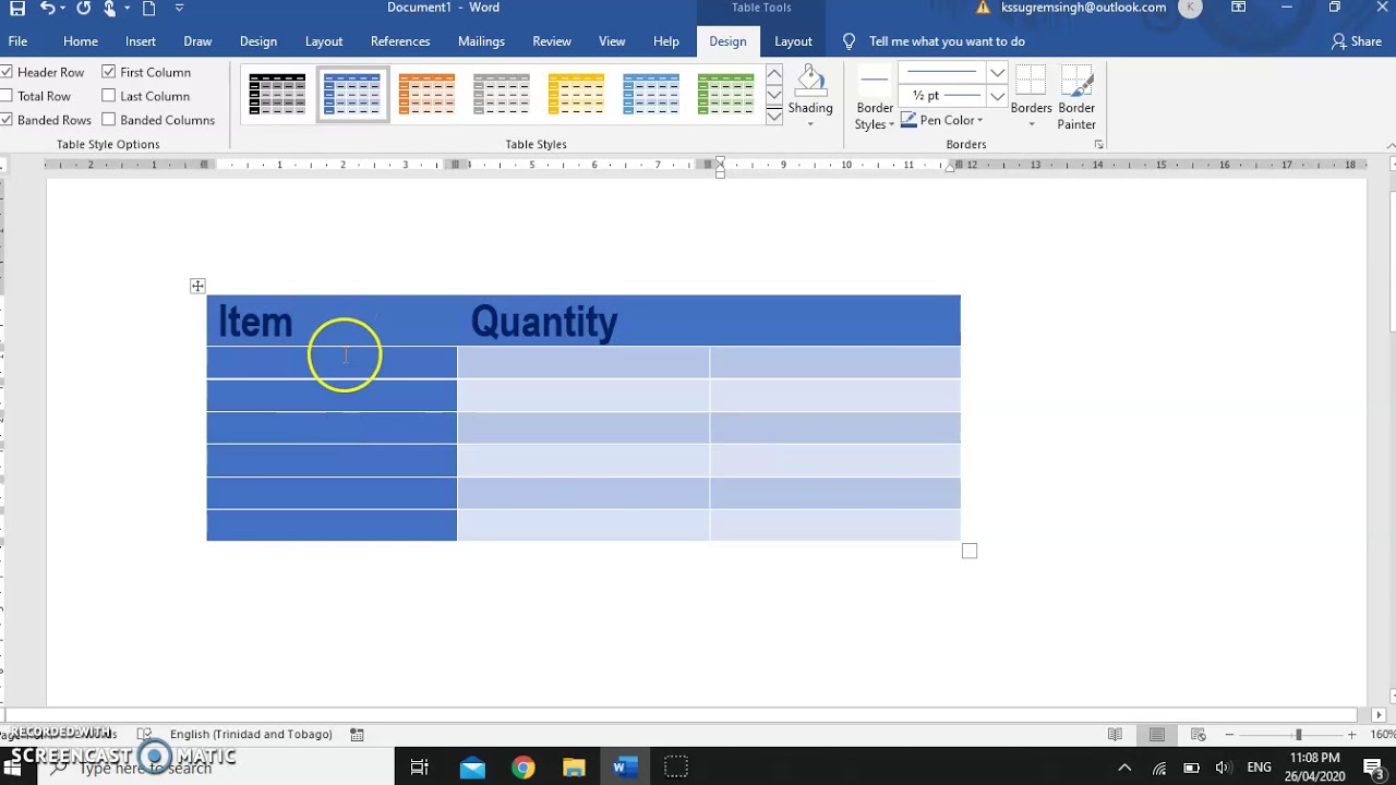 8 Microsoft Word Tables - YouTube