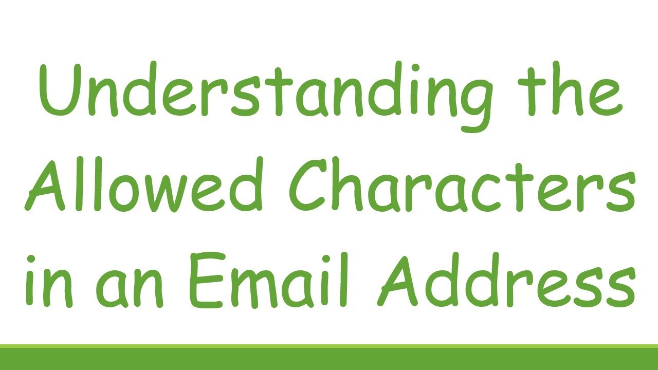 Understanding the Allowed Characters in an Email Address - YouTube