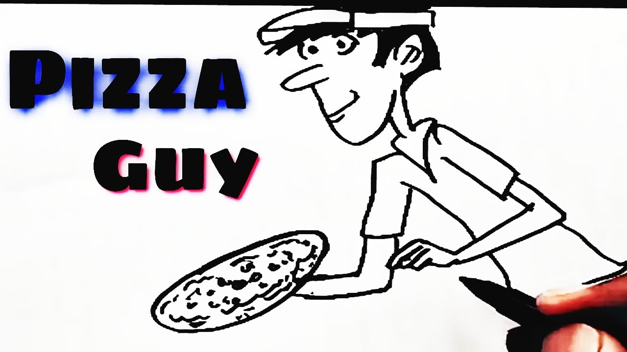 How to Draw a Funny Cartoon Pizza Guy ( Step by Step ) - YouTube