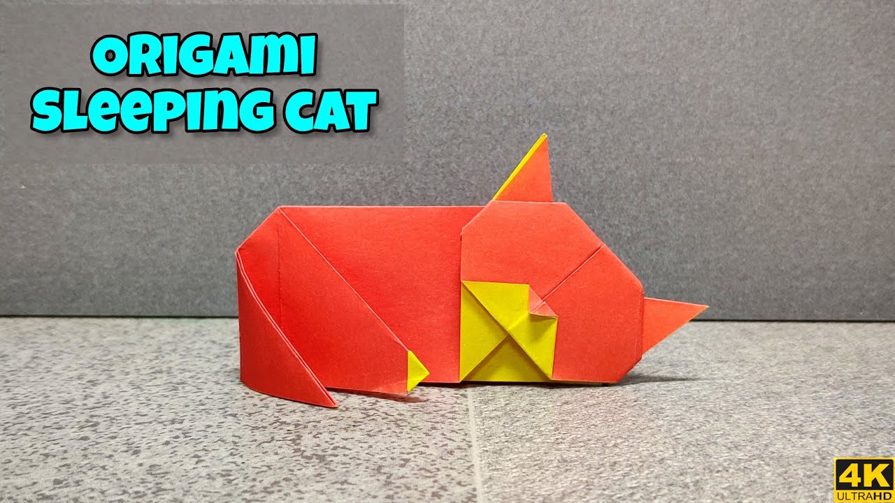 Origami Sleeping Cat | Origami Cat | Origami tutorial | Paper craft ...