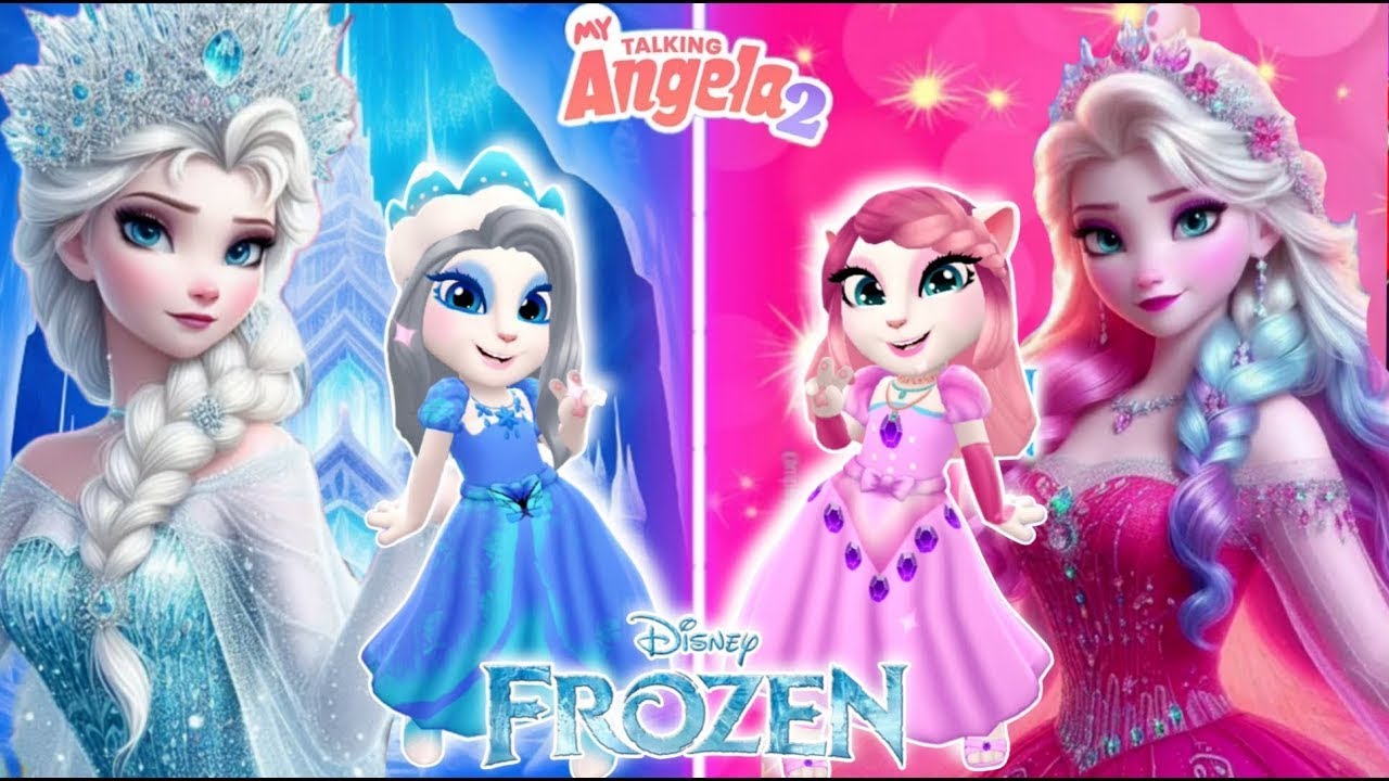 My Talking Angela 2😻 || Frozen || Blue Elsa vS Pink Elsa || New Update ...