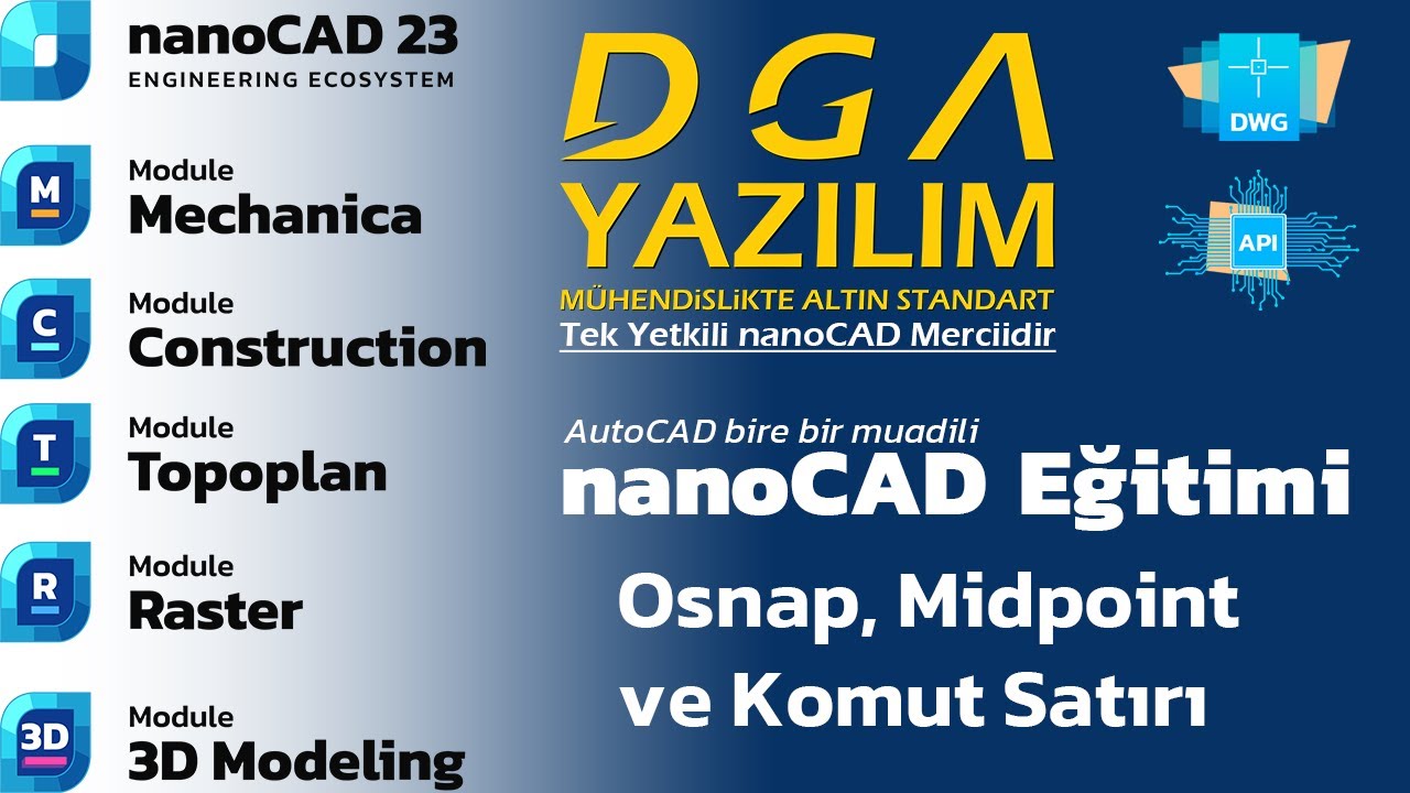 nanoCAD AutoCAD Eğitimi - Osnap Midpoint ve Komut Satırı - YouTube