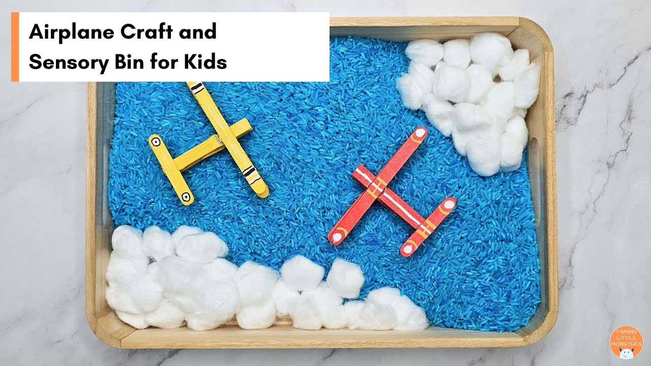 How to Make an Airplane Craft and Sensory Bin for Kids - YouTube