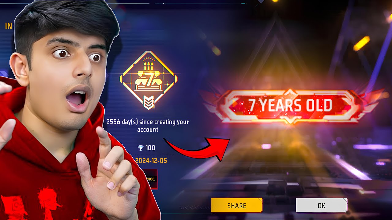 I got 7 YEARS title in FREE FIRE | OLDEST player of FREE FIRE !! - YouTube