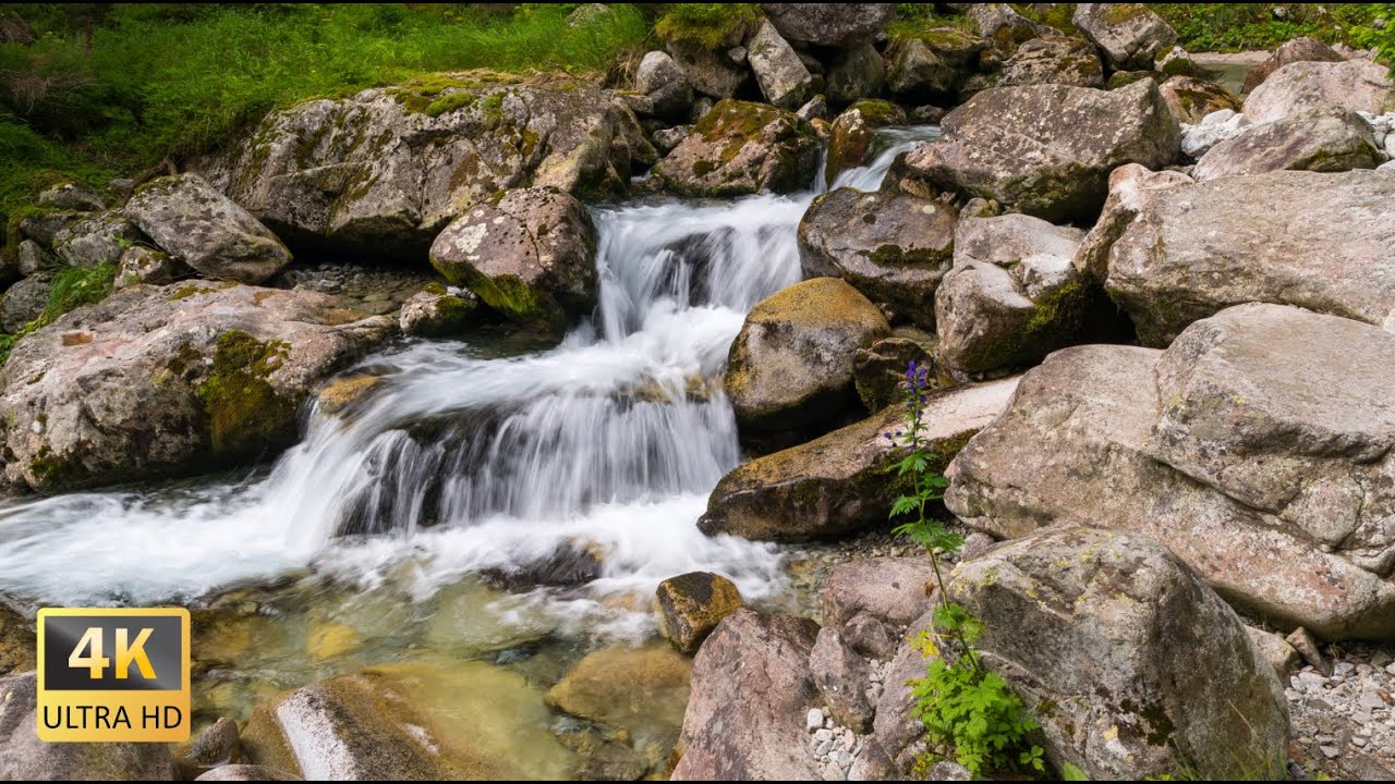 7 Hours Water Flowing over Rocks in the Mountains - White Noise for ...
