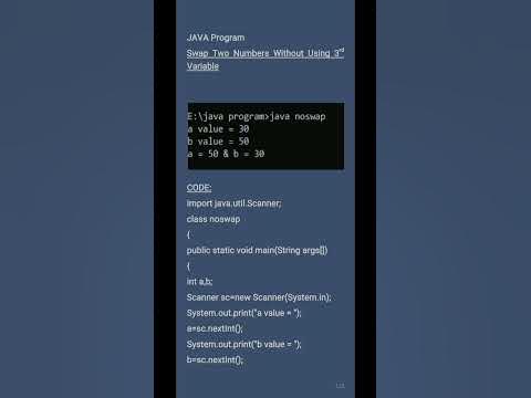 Swap Numbers Without Using Third Variable #shorts #java - YouTube