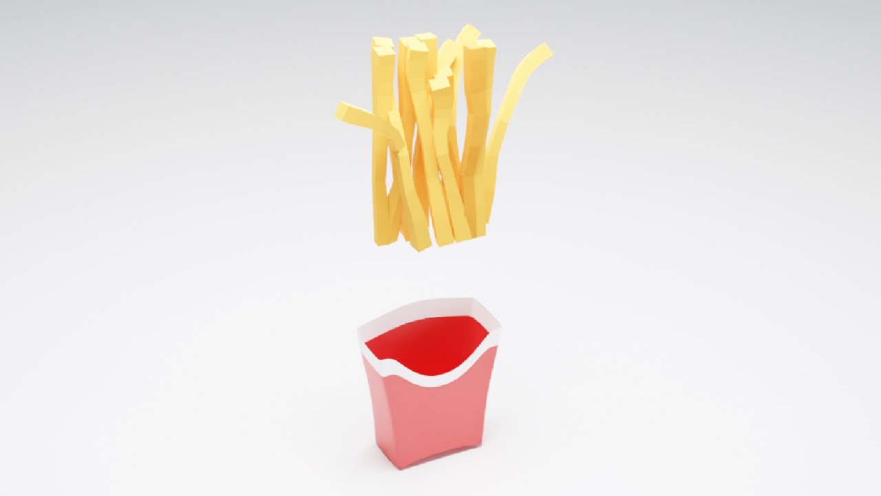 Slowmo 3D french fries exploding with bowling pins sound effect - YouTube