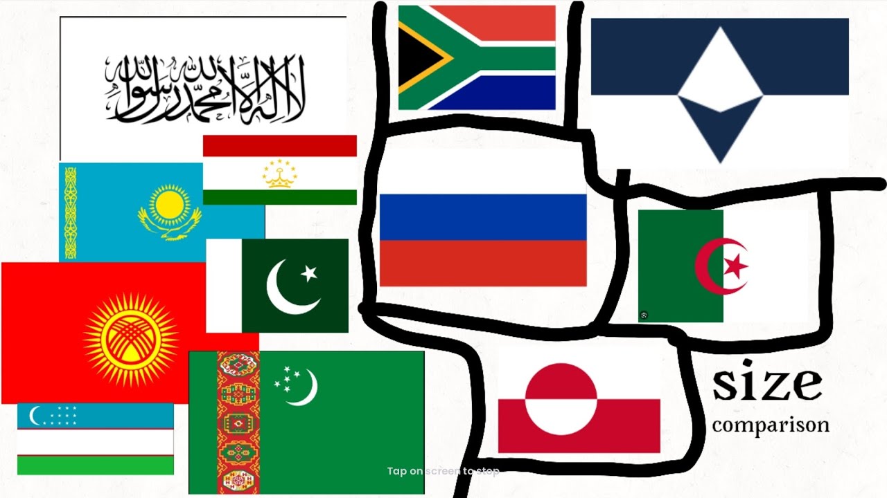 'Stan' countries, greenland, Russia, antartica South Africa and Algeria ...