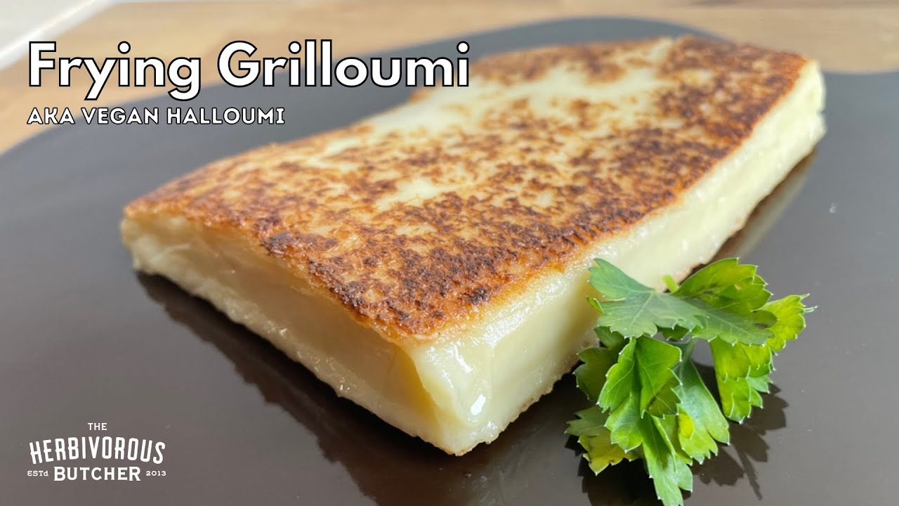 Frying Grilloumi AKA Vegan Halloumi - YouTube