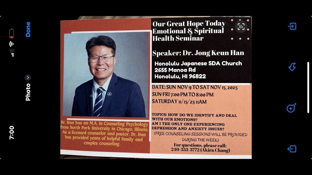 11/010/2025 Our Great Hope Today "Anger, is it just me?" -Dr. Jong Keun ...