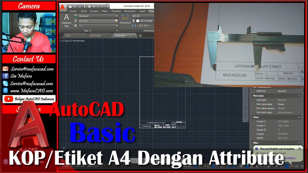 Latihan AutoCAD Membuat KOP Etiket A4 Dengan Attribute Bahasa Indonesia ...