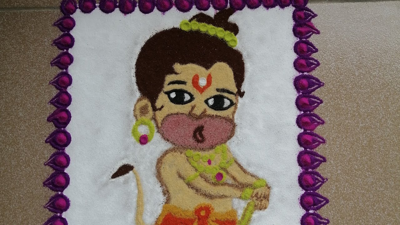 Hanuman Jayanti special rangoli - YouTube