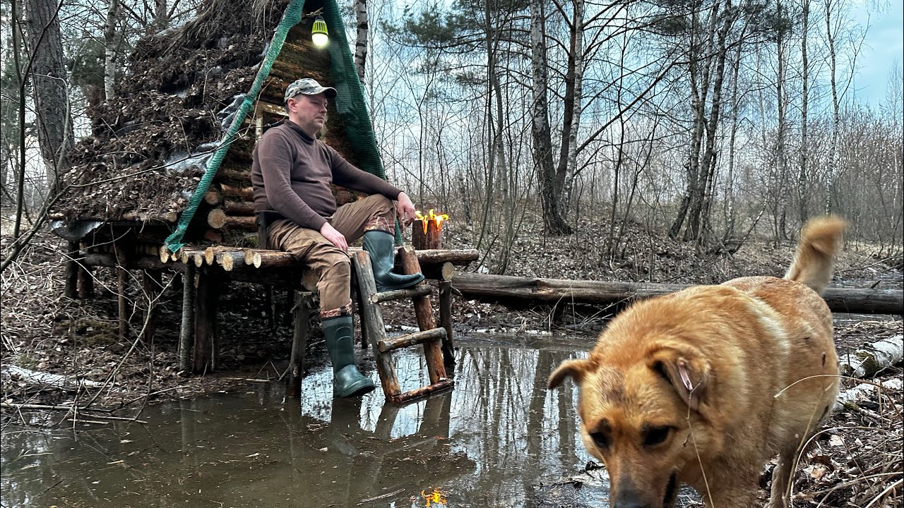 Built a Tiny House near the river. Survival and Life in the wild ...