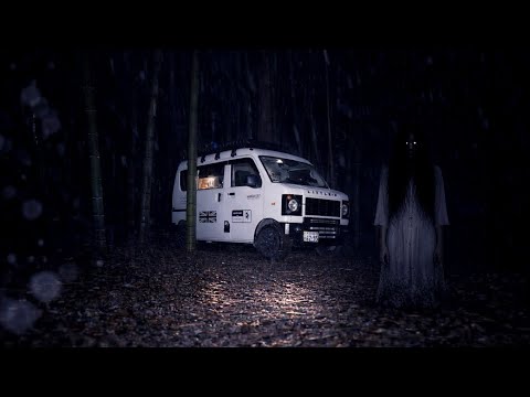 Unheimliche Nacht im Auto: das Weinen einer Frau aus dem Wald im Regen