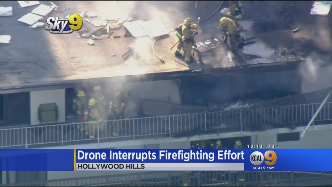 Firefighters Distracted By Drone At Hollywood Hills House Fire - YouTube