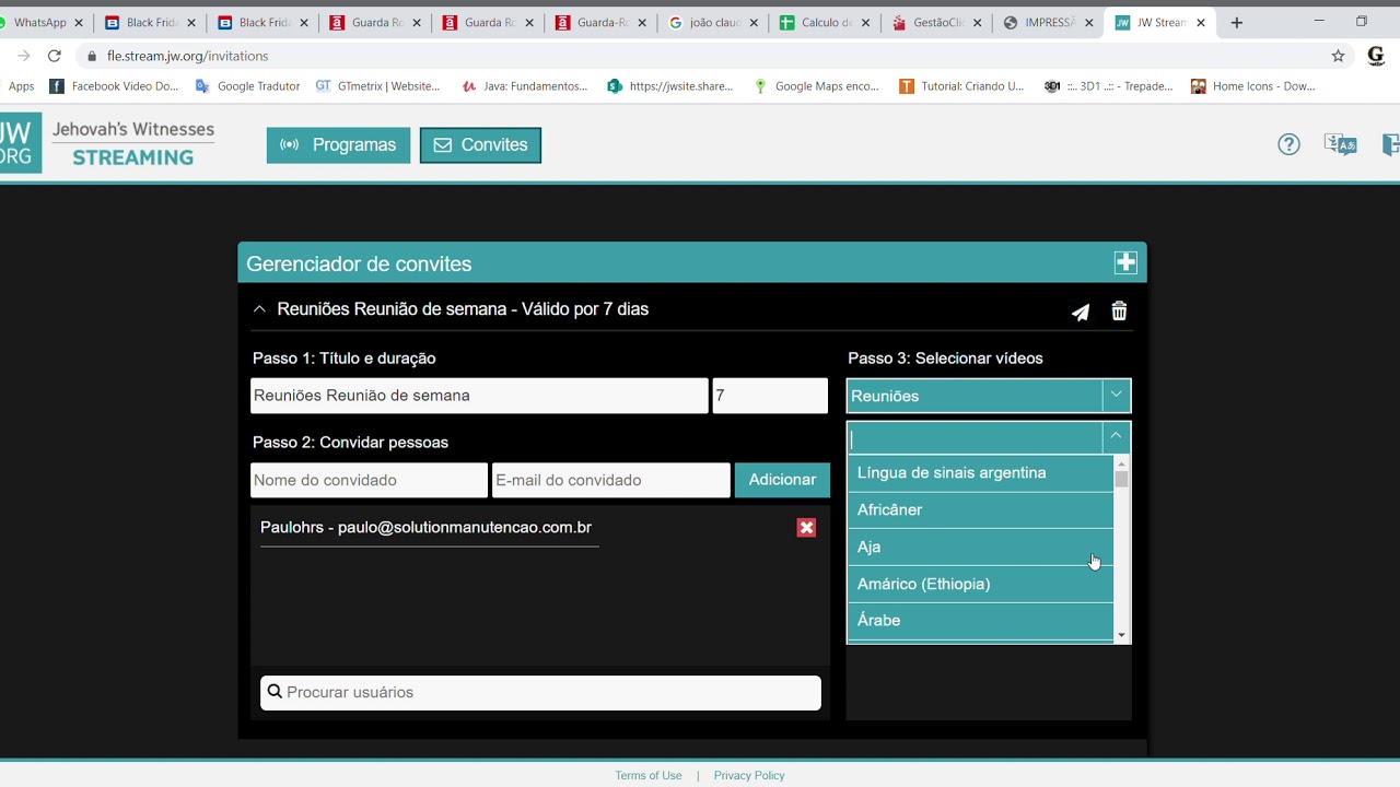 Como enviar convite para assistir reuniões pelo Stream JW - YouTube