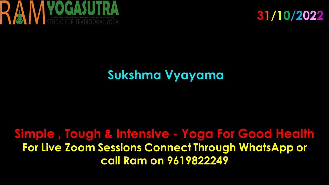 Sukshma Vyayama - RYS Session - 31/10/2022 - YouTube