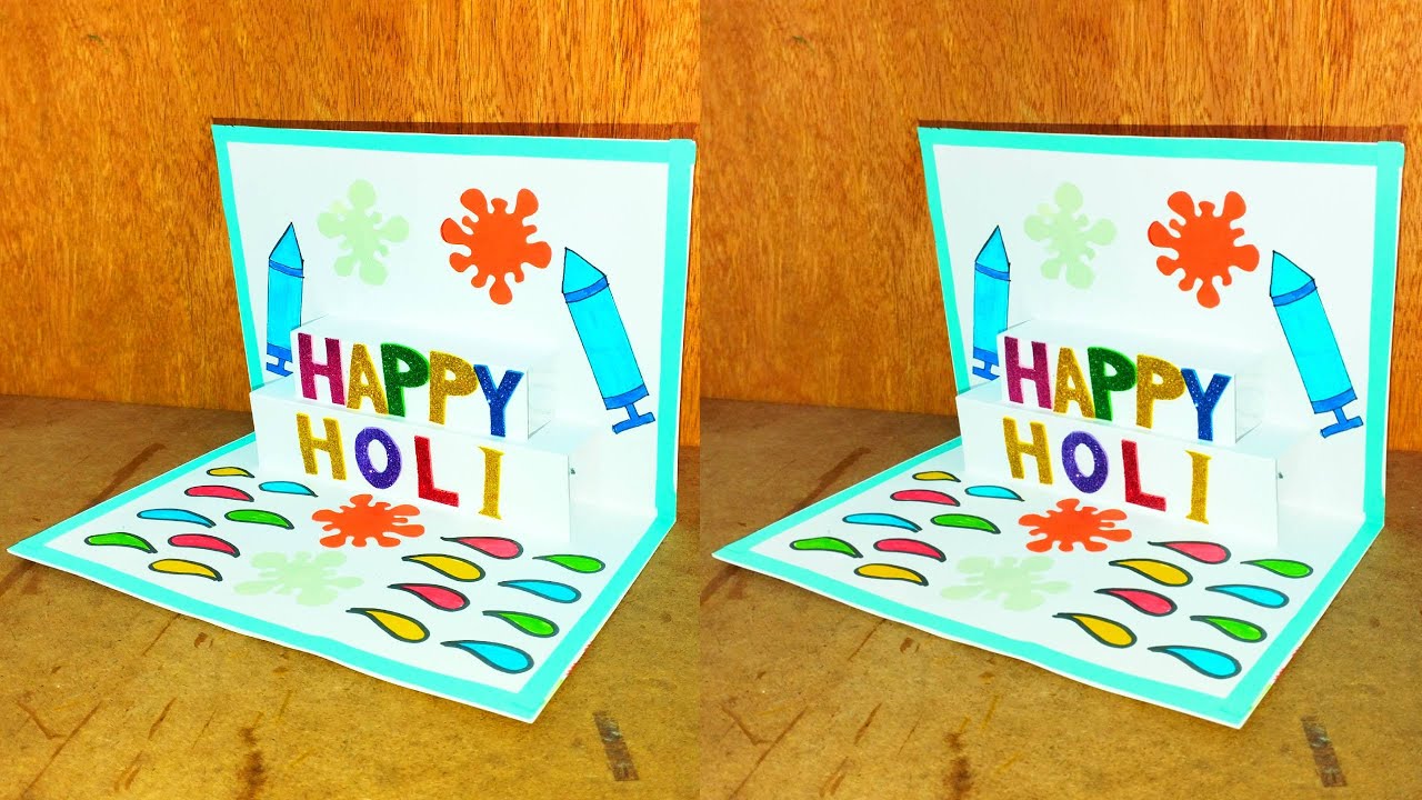 Happy Holi Card / Happy Holi Greeting Card / Happy Holi Paper Craft ...