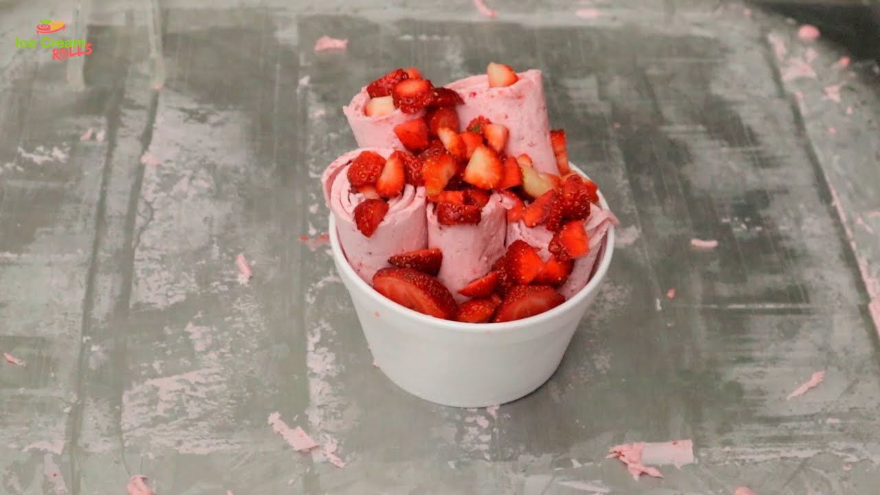 O Sorvete De Morango Mais Delicioso Que Já Fiz | Sorvete de Rolo | Ice ...