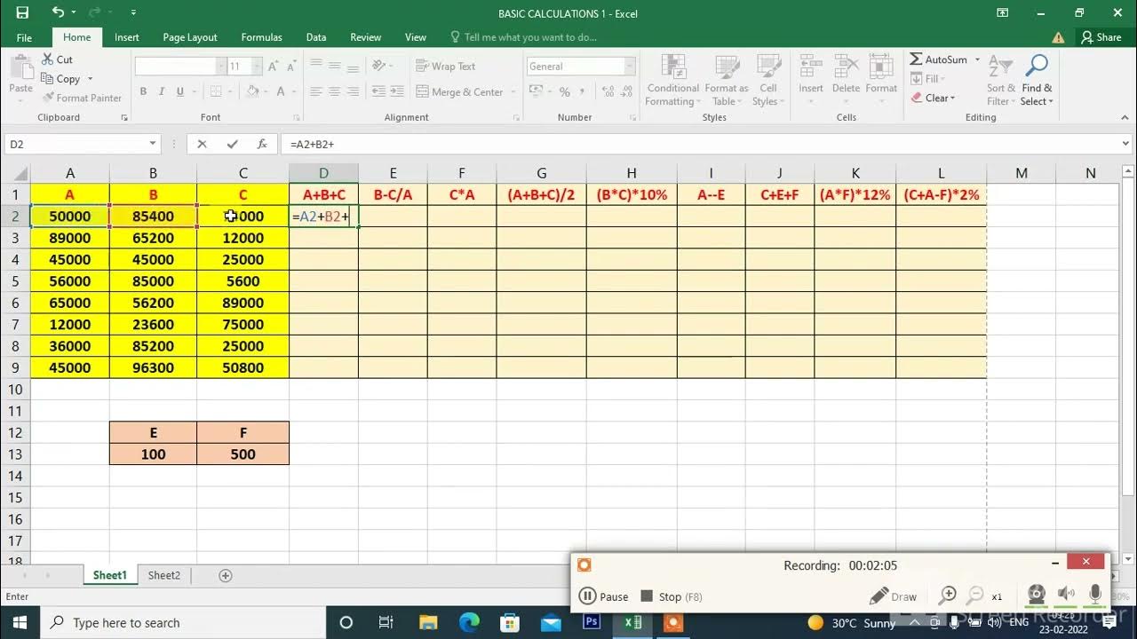 Calculations in Excel - YouTube