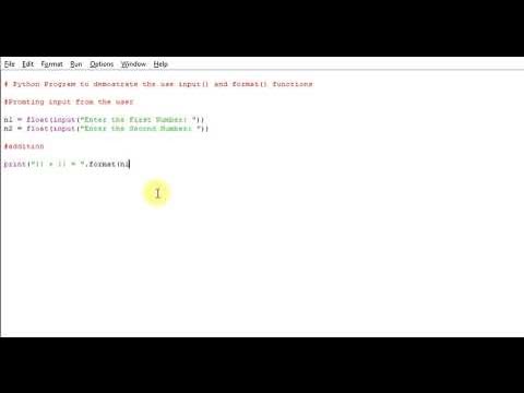Python Program to demonstrate the use input() and format() functions - YouTube