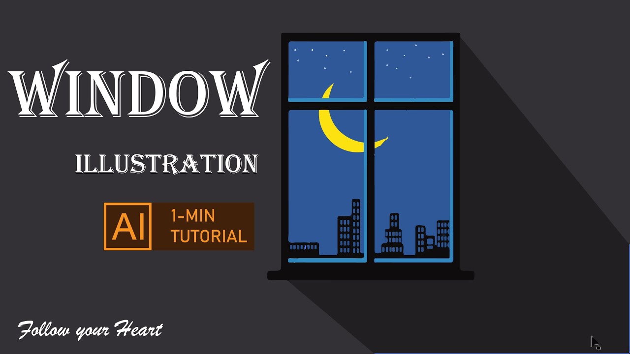 Window illustration || 1 Minute Tutorial || Night View || illustrator ...