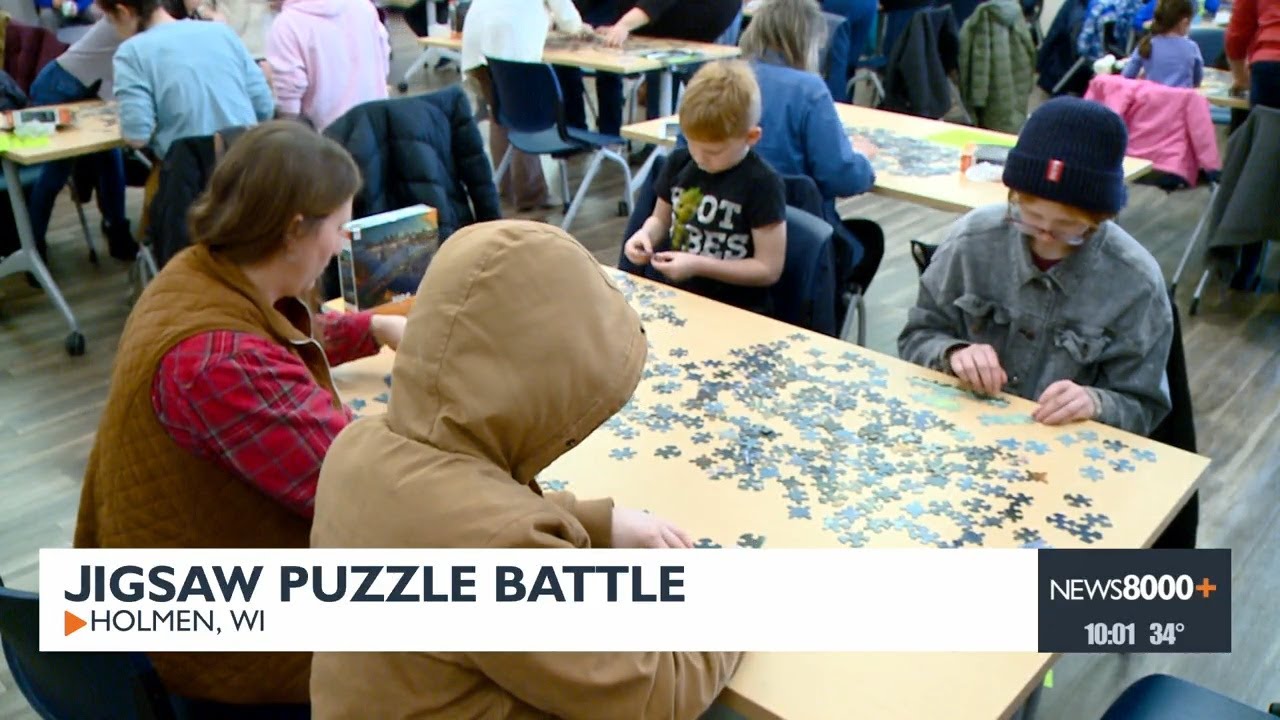 Holmen Public Library hosts 'Jigsaw Puzzle Battle' event - YouTube