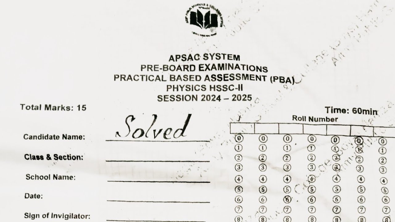 Physics 12th PBA PAPER Preboard 2025 by APSACS #fbise_exams #apsacs ...