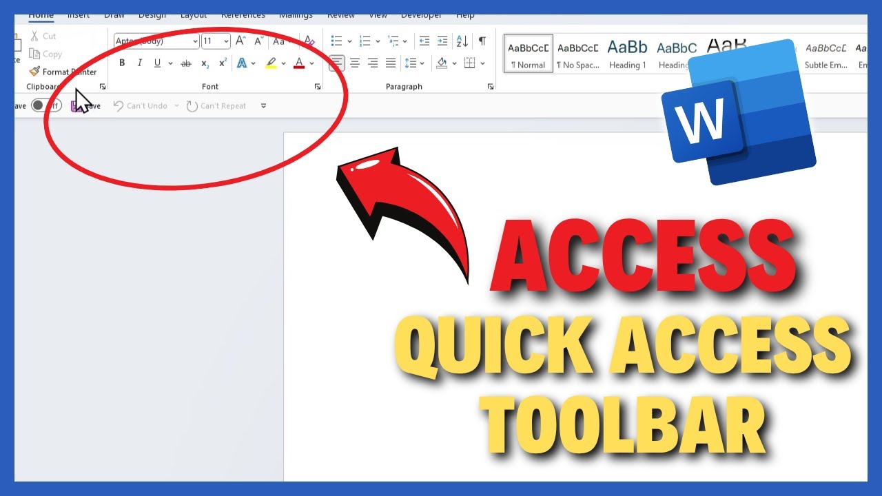 Access Quick Access Toolbar Below Ribbon in Microsoft Word - YouTube