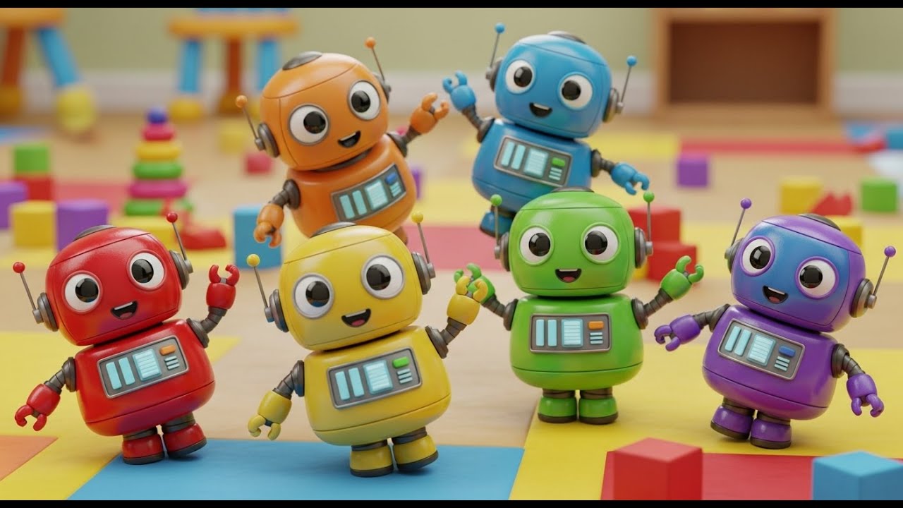Six Little Toy Robots Spin Spin Spin 🤖 | Nursery Rhymes for Kids & Baby ...