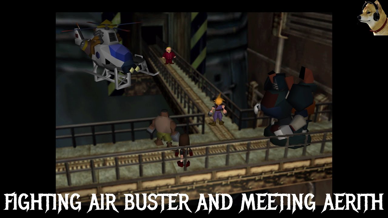 Final Fantasy 7 - PS1 - Fighting Air Buster and meeting Aerith - YouTube