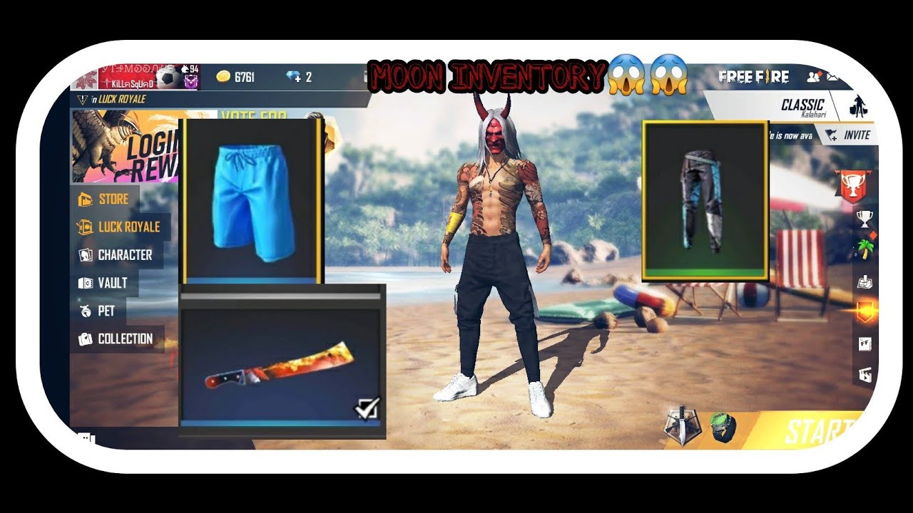 Free Fire Moon Inventory 😱😱/ Free Fire Inventarul meu / Zombie Samurai ...