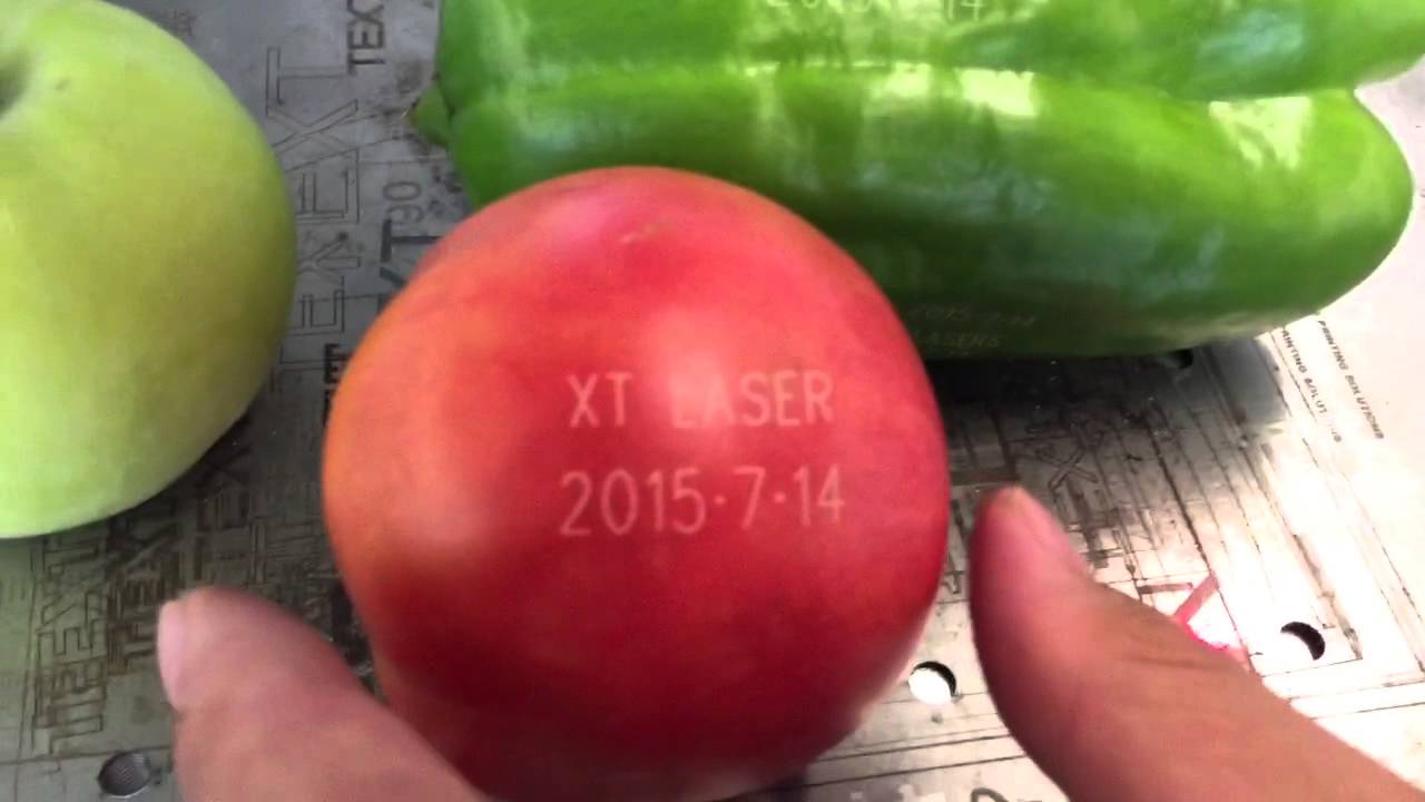Co2 laser marking machine for vegetables and fruits marking - YouTube
