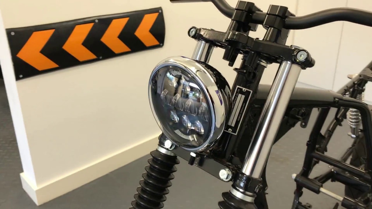 3740-4 Black with Chrome Bezel Projector LED Motorbike Headlight for ...
