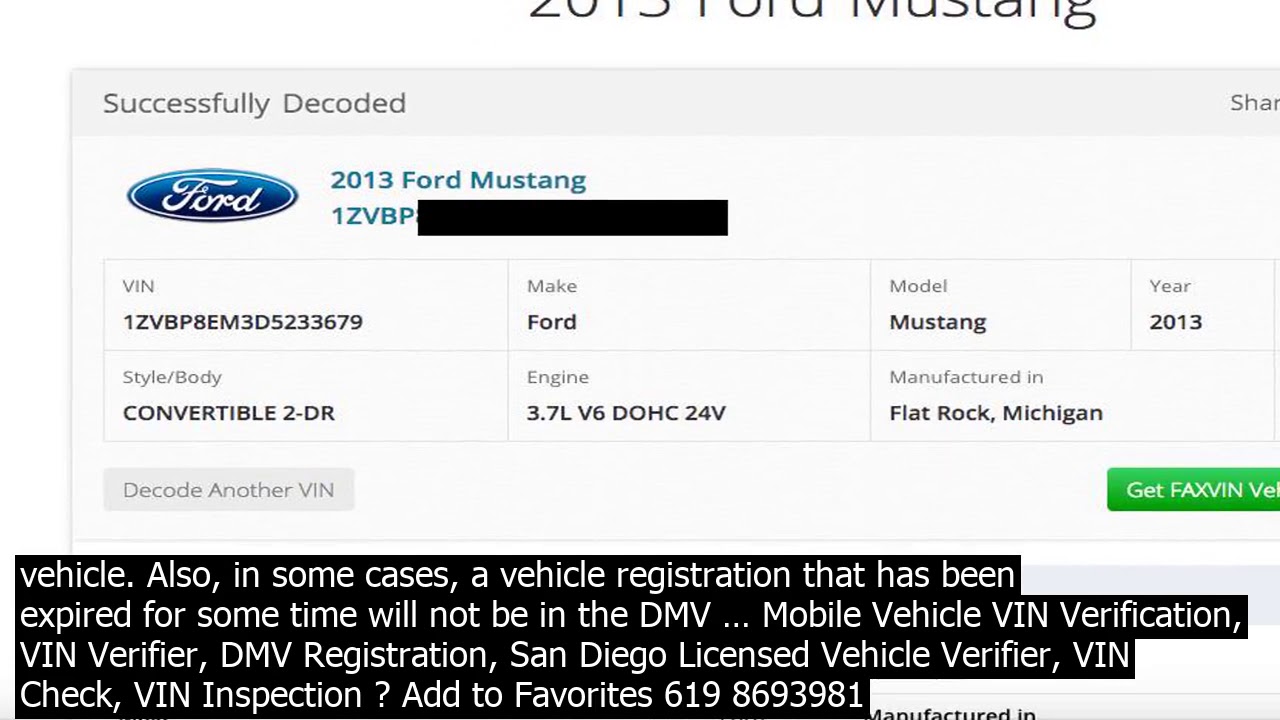 Vin number check dmv california dmv san diego vin verification service ...
