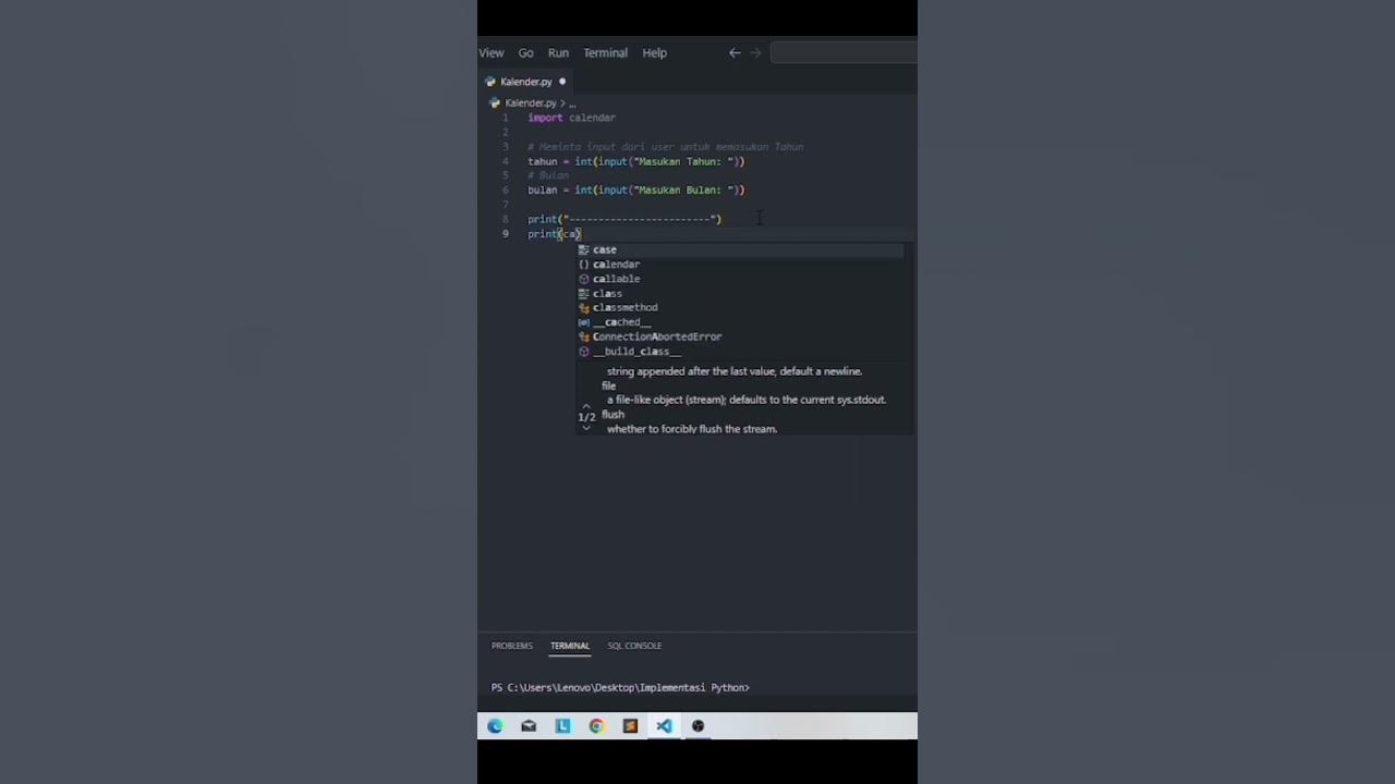 Membuat Program Kalender Sederhana Dengan Python #shorts #tiktok # ...