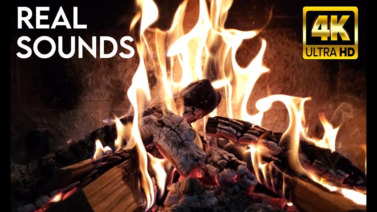 🔥Real Fireplace Burning with Real Cracking Sounds for your Sleep or ...