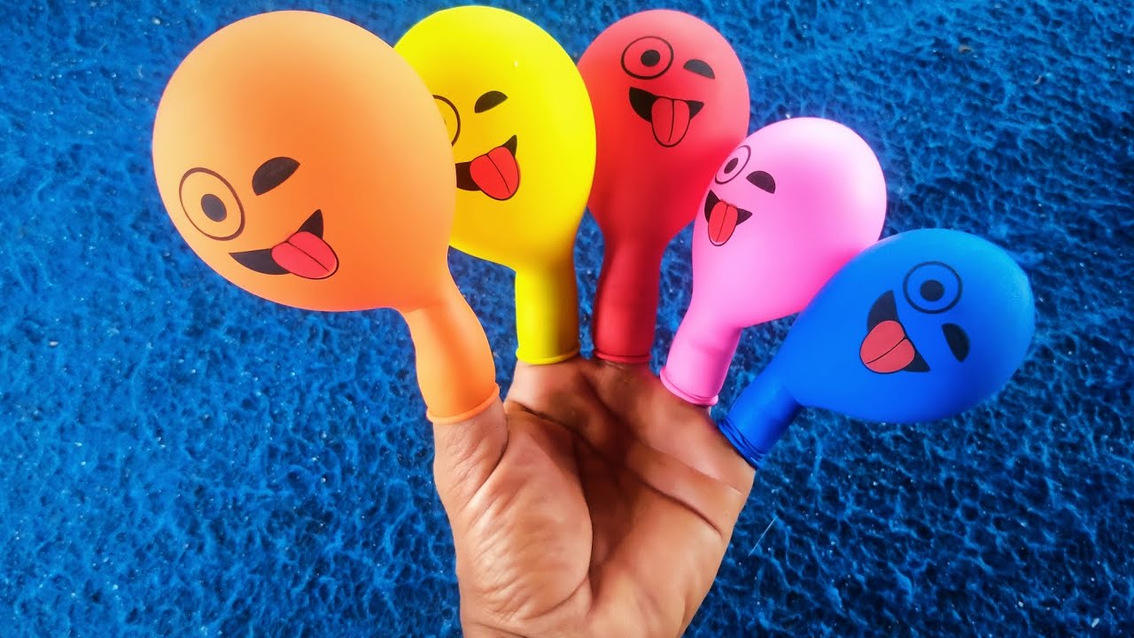 bermain dan bernyanyi 5 balon warna-warni emoji,serta belajar mengenal ...