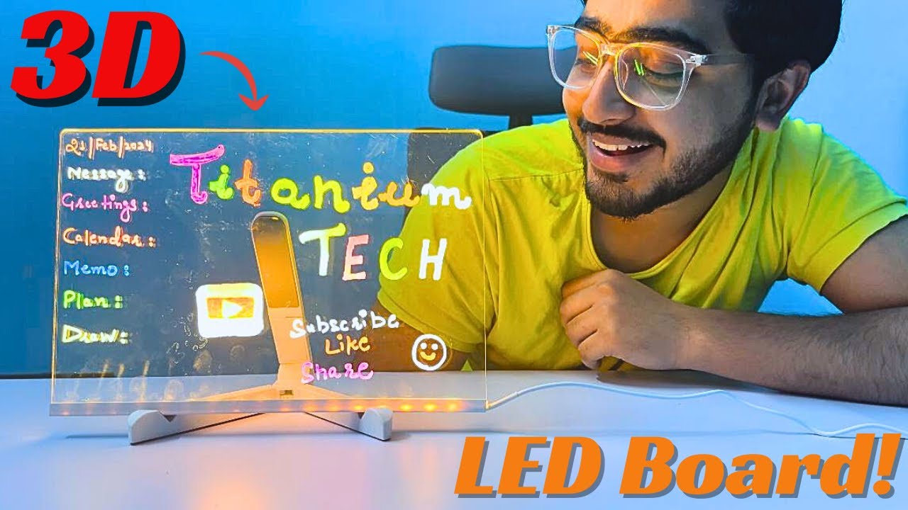 Glowing LED Message Board With Pens II 3D Acrylic Light Noteboard - YouTube