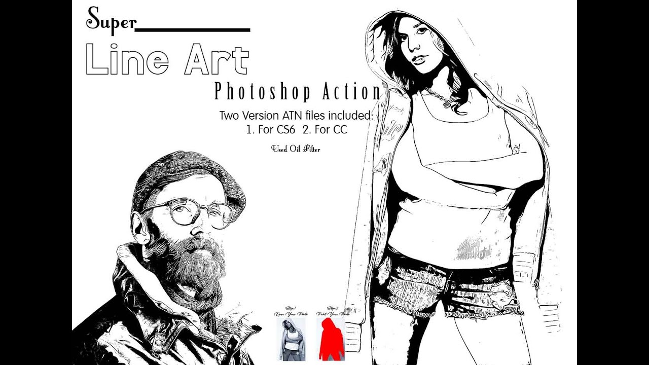 Super Line Art Photoshop Action - YouTube
