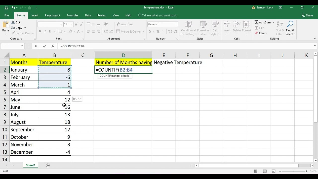 Excel How To Use CountIf Function To Count Only Negative Values In A Excel How To Use CountIf Function To Count Only Negative Values In A