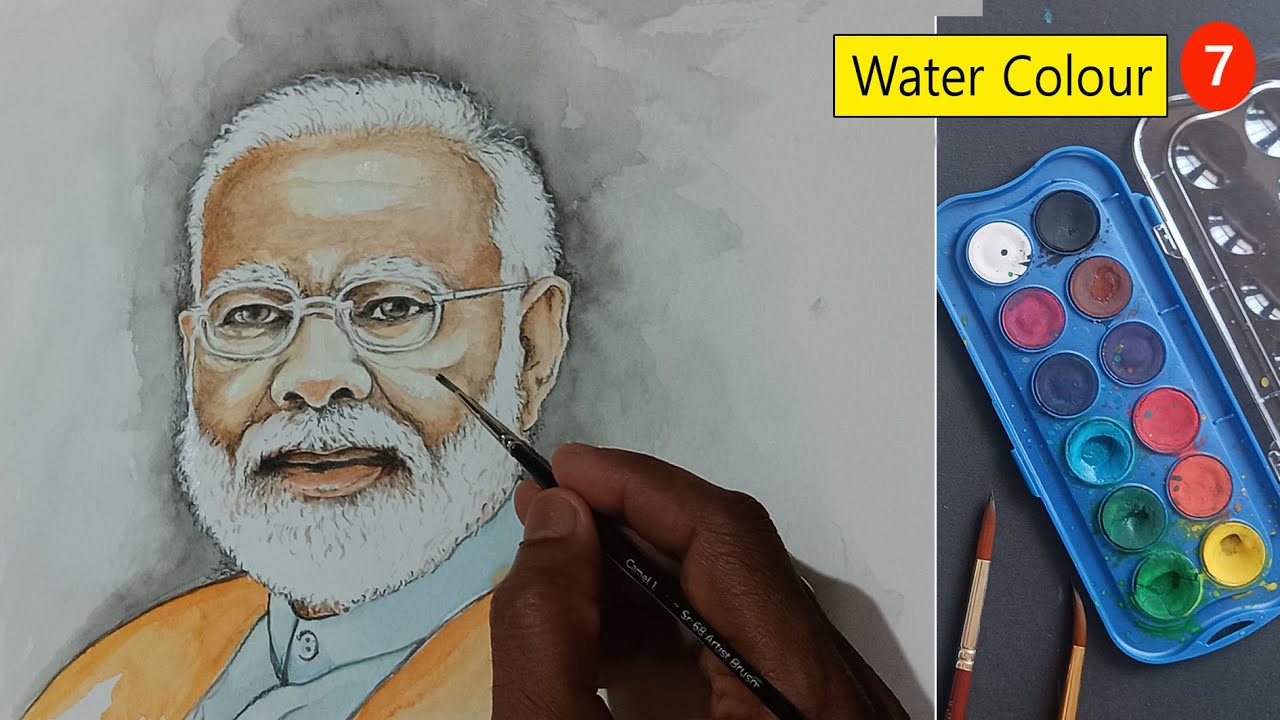 Narendra Modi ji drawing | Prime Minister of India | Water colour ...
