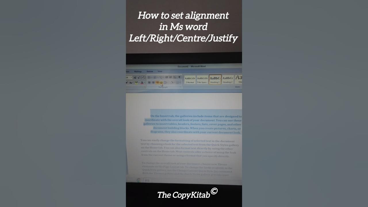 How to set alignment in Ms word। Left Right Centre Justify - YouTube