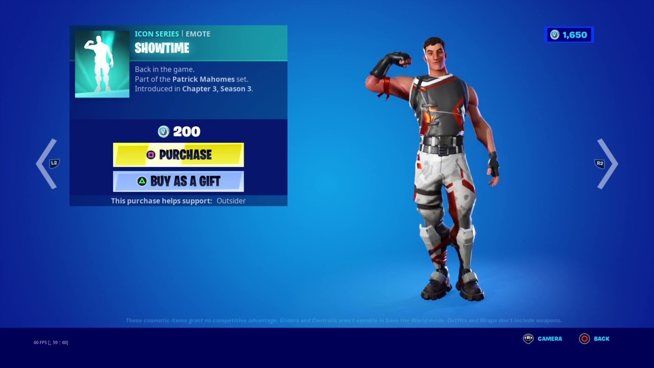 NEW EMOTE SHOWTIME ICON SERIES PATRICK MAHOMES EMOTE FORTNITE USE CODE ...