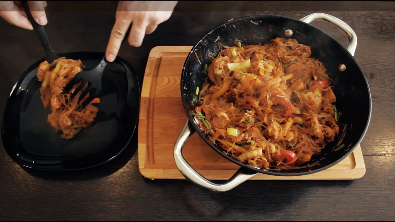 Самый вкусный рецепт вок лапши с мясом! WOK и фунчоза c мясом и овощами ...