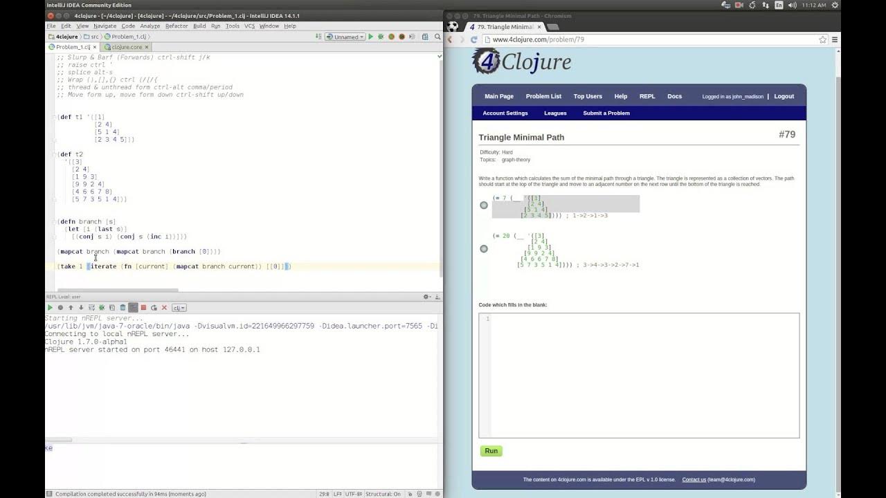4Clojure Solution to Problem 79 Triangle Minimum Path - YouTube