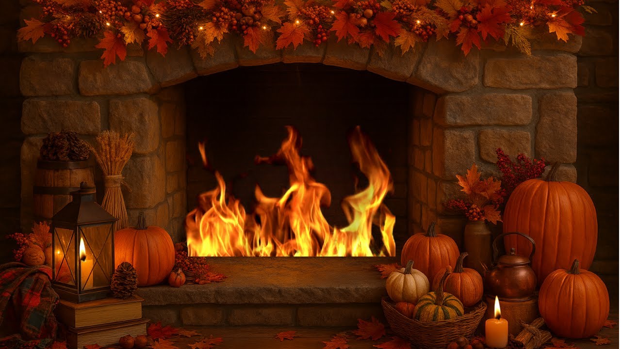 Cozy Autumn Crackling Fireplace Ambience | Perfect for Studying ...